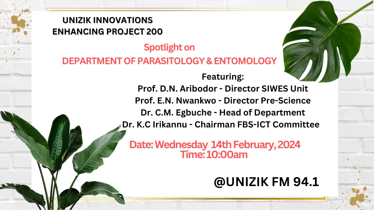 PAE TO UNIZIK FM - Faculty of Biosciences